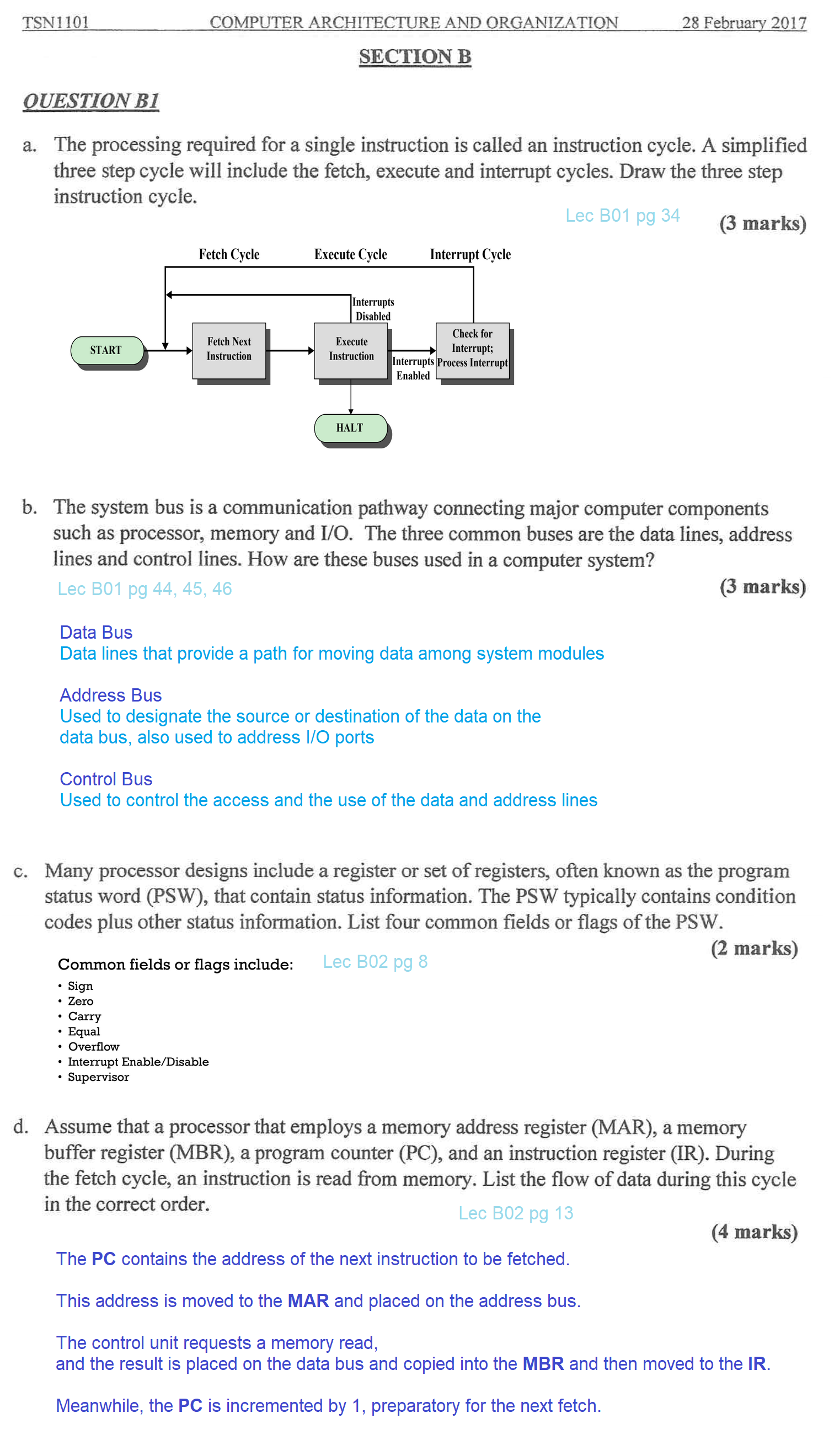 Exam questions - TSN 1101